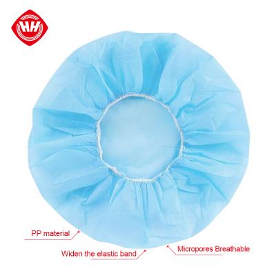 China Hubei Haixin Breathable SMS Bouffant Surgical Caps Eco Friendly Dust Free Food Hat PP Nonwoven Disposable Round Cap Wholesale for sale