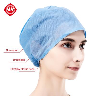China Hubei Haixin Disposable Nurse Doctor Surgical Medical Scrub Mob Cap CE Wholesales Surgical Caps Surgeon Hat Spring Cord Headgear for sale