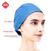 China Hubei Haixin Non Woven Nurse Caps Class I Blue Medical Cap Tie Disposable Headgear Headscarf Doctor Hairnet Medical Head Cover for sale
