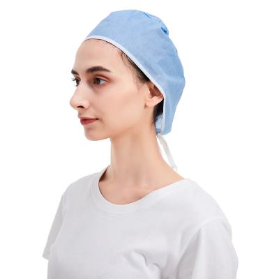 China OEM Handmade Nonwoven Doctor Cap for Men and Women Hot Selling Surgical Protective Hospital Medical Cap with Ties for sale