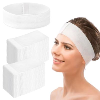 China Disposable Spa Facial Headbands Stretch Non Woven Facial Headband Skin Care Soft Hair Band with Convenient Closure Women Salons for sale