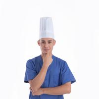China Hubei Haixin Chef Uniform Disposable Non Woven Round Chef Hat Adjustable Paper Chef Hat Kitchen Food Restaurants Bakery Hats for sale