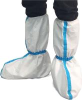 China Hubei Haixin Disposable Hazmat Boot Cover Overshoes Knee High Booties White Long Boot Covers Waterproof Rain Shoe Covers for sale