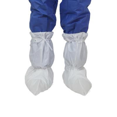 China Waterproof Non Woven White Anti slip Boot Cover Surgical Boot Cover with Strap Safety Shoe Cover Disposable for sale