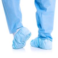 China Hubei Haixin Disposable Shoe Covers Non Woven Overshoe Wholesale Non slip Shoe Cover Wholesaler Blue Dust Proof Printed Shoe Cap for sale