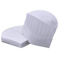 China Haixin Restaurant Caps High Quality Disposable Paper Nonwoven Cooking Hair Kitchen Chef Forage Hats with Red Line Customized for sale