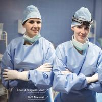 China BVB Level 4 Surgical Gown with AAMI Level 4 Protection, Breathable Viral Barrier Fabric, and Heat-Sealed Seams for sale