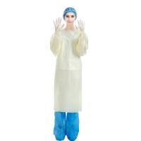 China SMMS Film Laminate Thumb Buckle Surgical Gown with AAMI PB70 Level 4 Protection and Ergonomic Thumb Loops for sale