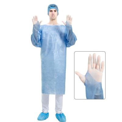 China SMMS Film Laminate Thumb Buckle Surgical Gown with AAMI PB70 Level 4 Protection and Ergonomic Thumb Loops for sale