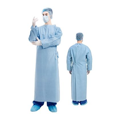 China AAMI Level 3 Spunlace Fabric Surgical Gown with High Fluid Resistance for Hospital Use for sale
