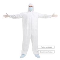 China Wholesale White Breathable Microporous Film Protective Coverall with Integrated Hood & Shoe Covers and Anti-Static Treatment for sale