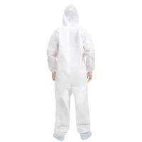 China Wholesale White Breathable Microporous Film Protective Coverall with Integrated Hood & Shoe Covers and Anti-Static Treatment for sale