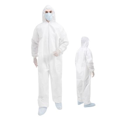 China Wholesale White Breathable Microporous Film Protective Coverall with Integrated Hood & Shoe Covers and Anti-Static Treatment for sale