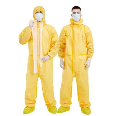China Disposable Chemical Protective Suit with Double Closure, Chemical Resistant Material, and High-Visibility Yellow for Industrial Safety for sale