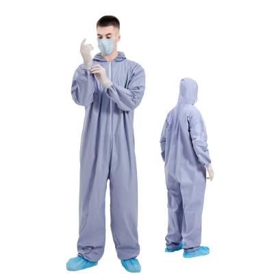 China Blue Spunlace Nonwoven Flame Retardant Protective Suit EN ISO 11612 Compliant Breathable Coverall for Industrial Safety for sale