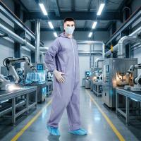 China Blue Spunlace Nonwoven Flame Retardant Protective Suit EN ISO 11612 Compliant Breathable Coverall for Industrial Safety for sale
