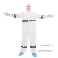 China Disposable Protective Coverall with High-Visibility Reflective Strips, Elastic Design, and Type 5/6 Certification for sale