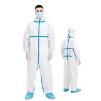 China Type 4/5/6 Certified Protective Coverall with Breathable Microporous Film and Heat-Sealed Blue PE Tapes for sale