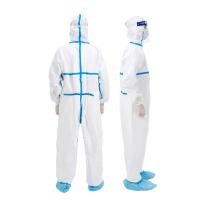 China Type 4/5/6 Certified Protective Coverall with Breathable Microporous Film and Heat-Sealed Blue PE Tapes for sale