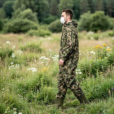 China Professional-Grade Disposable Coverall with Elasticated Hood and Jungle/Desert Camouflage Meeting Type 4/5/6B Standard for sale