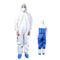 China Disposable Microporous Coverall with Breathable SMS Back and Hooded Elastic Cuffs for Type 5/6 Protection for sale