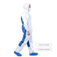 China Disposable Microporous Coverall with Breathable SMS Back and Hooded Elastic Cuffs for Type 5/6 Protection for sale