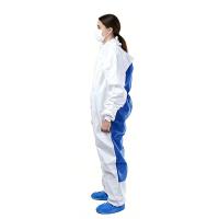 China Disposable Microporous Coverall with Breathable SMS Back and Hooded Elastic Cuffs for Type 5/6 Protection for sale
