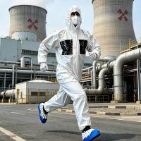 China Industrial-Grade SMS Non-woven Protective Coverall with Dosimeter Viewing Window and Type 5/6 Protection for sale