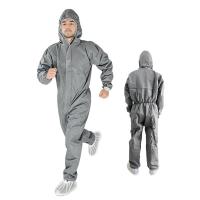 China 50g Gray SMS Material Protective Coverall with Elastic Hood and Cuffs – CE Certified Disposable PPE Suit for sale