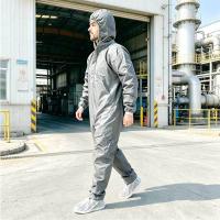 China 50g Gray SMS Material Protective Coverall with Elastic Hood and Cuffs – CE Certified Disposable PPE Suit for sale