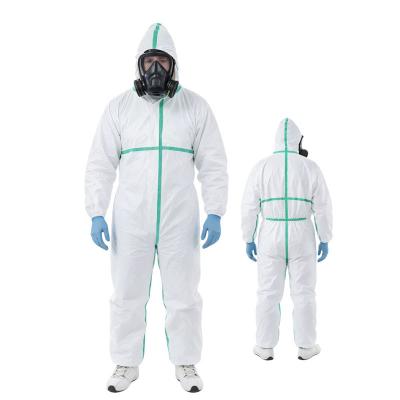 China Industrial Anti-Acid & Alkali Adhesive Taped Hazmat Suit with Type 3/4/5/6 Protection for Chemical Safety for sale