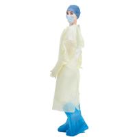 China SMMS Disposable Isolation Gown with Integrated Thumb Loops and AAMI Level 4 Protection from 4-Layer Construction for sale