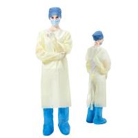 China SMMS Disposable Isolation Gown with Integrated Thumb Loops and AAMI Level 4 Protection from 4-Layer Construction for sale