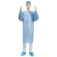 China SMMS Disposable Isolation Gown with Integrated Thumb Loops and AAMI Level 4 Protection from 4-Layer Construction for sale