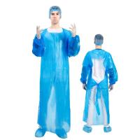 China 80g Heavy-Duty CPE Isolation Gown with Elastic Cuffs and CE Certification for Maximum Fluid Protection for sale