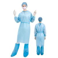 China Fluid Resistant AAMI Level 2/3 Disposable PP PE Isolation Gown with Breathable Fabric for Healthcare & Industrial Use for sale