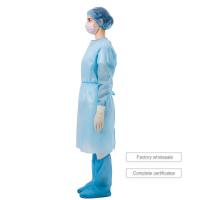 China Fluid Resistant AAMI Level 2/3 Disposable PP PE Isolation Gown with Breathable Fabric for Healthcare & Industrial Use for sale