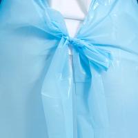 China 68g Light Blue CPE Isolation Gown with Thumb Loop Design for Medical Protection for sale
