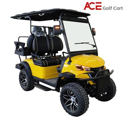 China 4 Seater Electric Golf Cart 4KW Motor 80km Range Steel Frame Bright Yellow for sale
