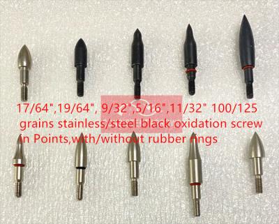 China CNC Lathed Screw-In Arrow Points 70-150 Grains with 8/32 Thread and Rubber Rings for sale
