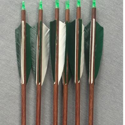 China Natural Feather Fletched Traditional Wood Trad Arrows 32 Inch Spine 250-800 Straightness 0.003 for sale