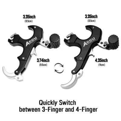 China Thumb Button Bow Release CR 7 - 3 & 4 Finger Adjustable Aluminum Alloy Compound Bow Release Aid for sale
