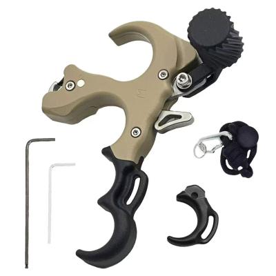 China Brass Thumb Compound Bow Release 3 Finger Medium Size Micro Adjustable for sale