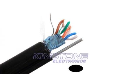 China UTP CAT5E 24 AWG Bare Copper UV-PE Black with Messenger for Security Camera for sale