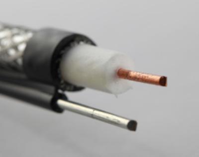 China Outdoor RG11 CATV Coaxial Cable 14 AWG CCS 60% AL Braid PE Jacket with Messenger for sale