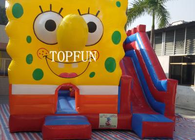 China Yellow 0.55 mm PVC Tarpaulin Inflatable Jumping Castle With Spongebob CE for sale