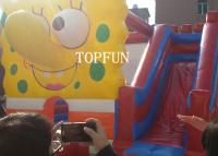 China Yellow 0.55 mm PVC Tarpaulin Inflatable Jumping Castle With Spongebob CE for sale