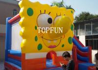 China Yellow 0.55 mm PVC Tarpaulin Inflatable Jumping Castle With Spongebob CE for sale