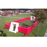 China USA Hot Teamwork Soccer Games Red N White Human Body Inflatable Football Field for sale