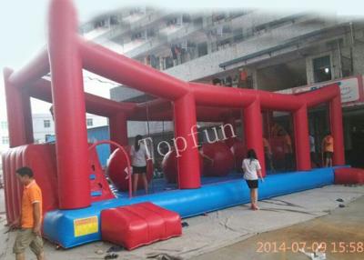 China Red N Blue Corridor Inflatable Sports Games With Obstacle Balls N Climbing Wall for sale
